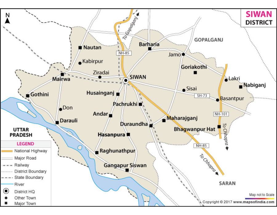 Buy Siwan District Map Online